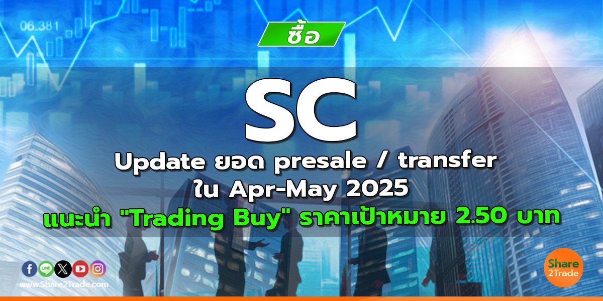 SC Update ยอด presale / transfer ใน Apr-May 2025 แนะนำ "Trading Buy" ราคาเป้าหมาย 2.50 บาท ...